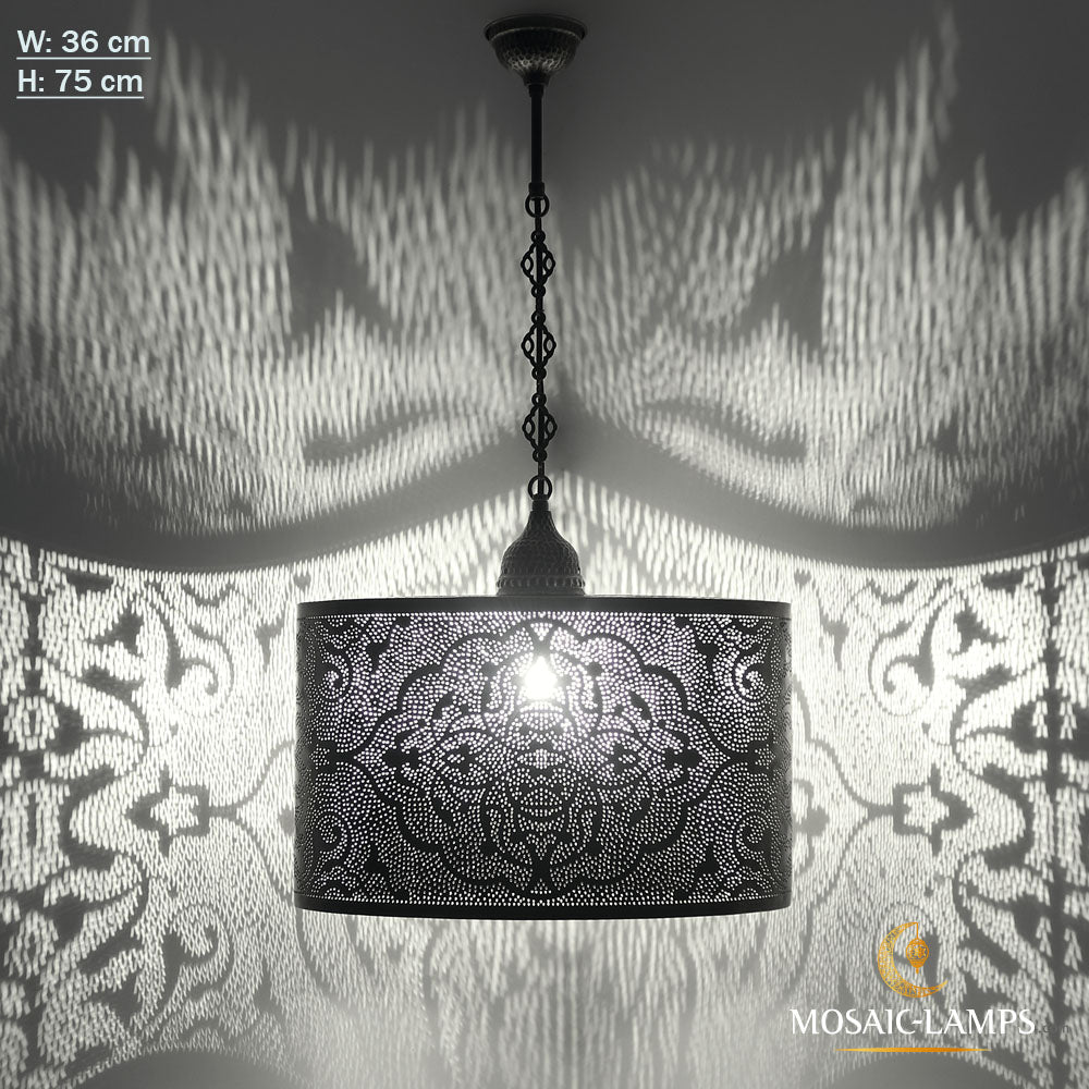 Moroccan Metal Design Large Pendant Lights, Handmade Perforated Metal