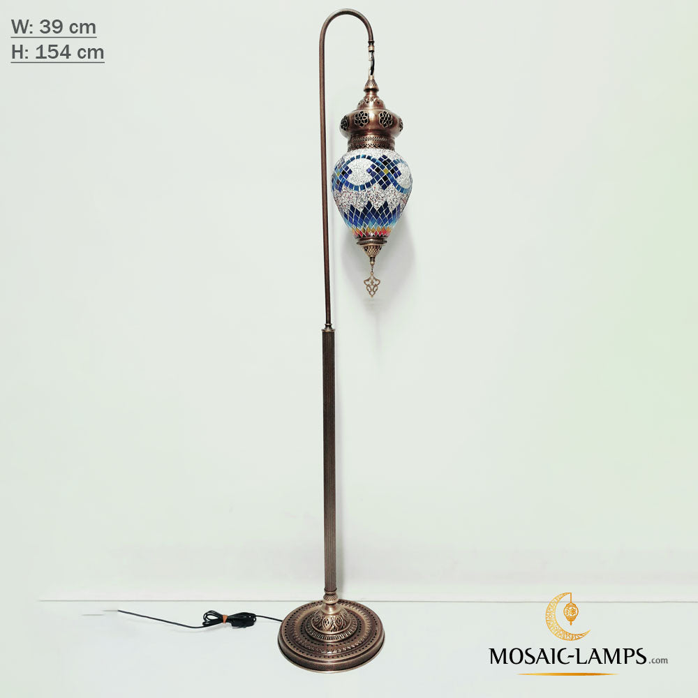 Single Turkish Mosaic Floor Lamp, Handmade Large Egg Globe Big Leg Cor